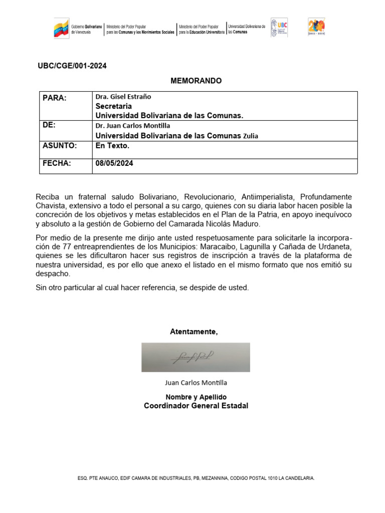 Formato Memorando Secretaria | PDF