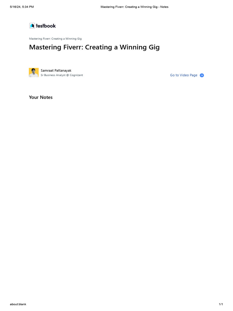 Mastering Fiverr - Creating A Winning Gig - Notes | PDF