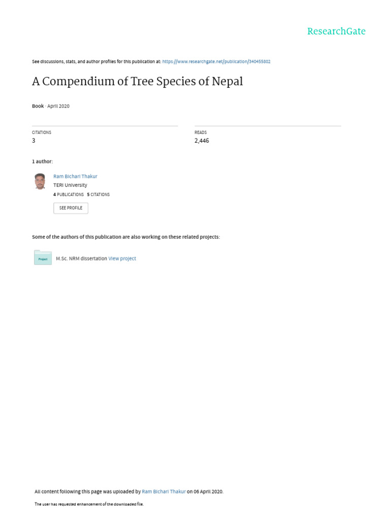 A Compendium of Tree Species of Nepal | PDF | Seed | Wood