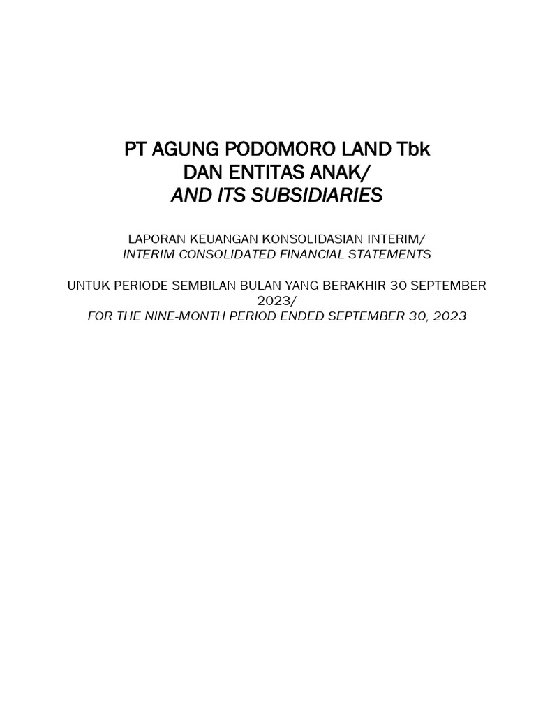 LK Kuartal 3 APLN | PDF | Equity (Finance) | Dividend