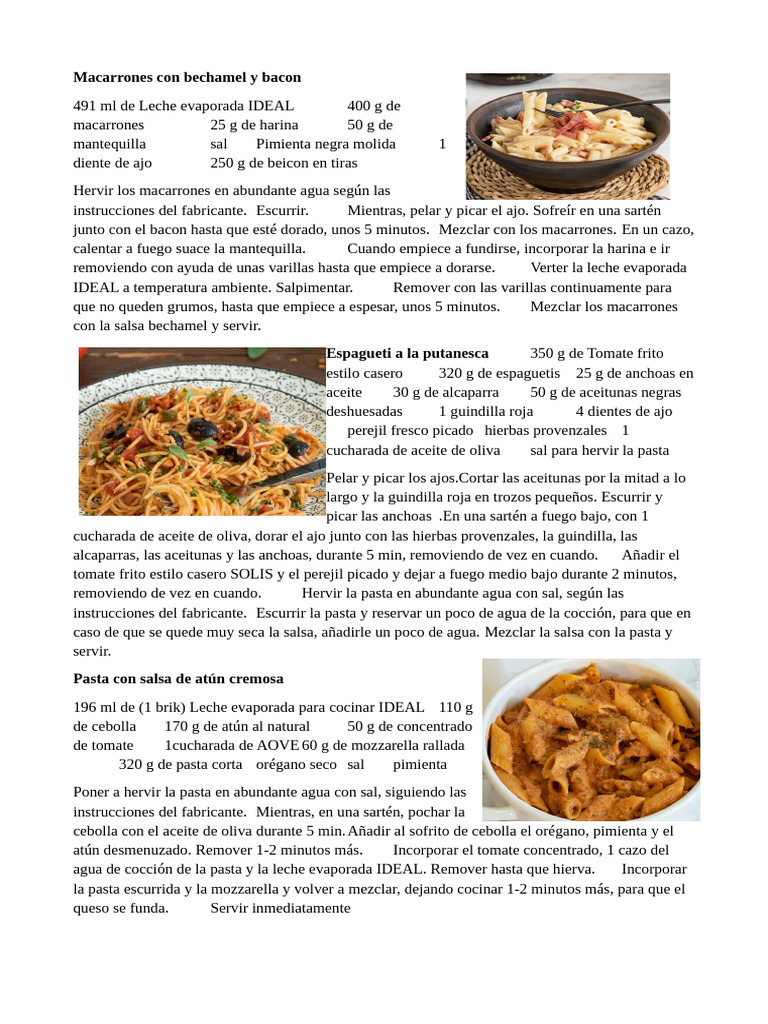 12 Recetas de Pasta | PDF | Cocinando | Espaguetis