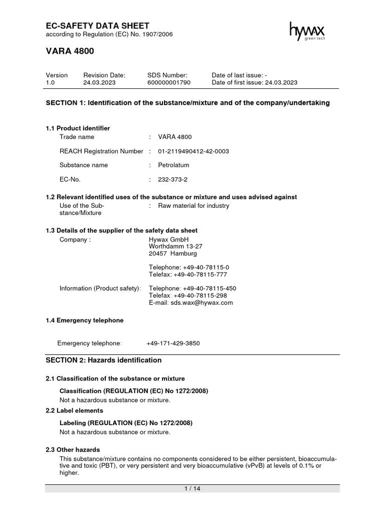 MSDS - Vara 4800 | PDF | Toxicity | Firefighting