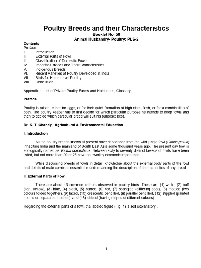 Poultry-Breeds and Their Characteristics | Download Free PDF | Chicken ...