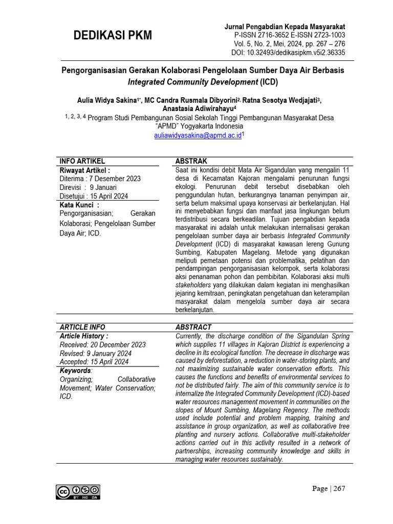 Pengorganisasian Gerakan Kolaborasi Pengelolaan Sumber Daya Air ...