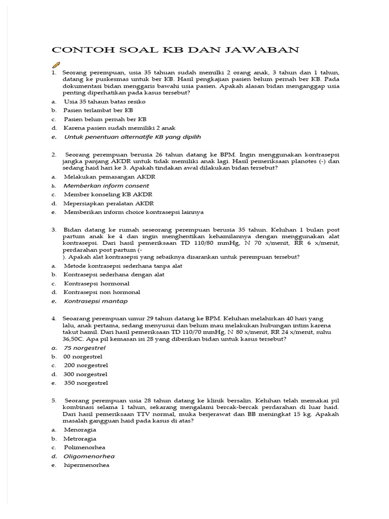 PDF Contoh Soal KB Dan Jawaban | PDF