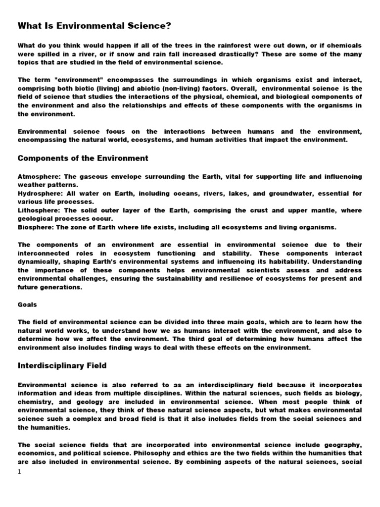 Introduction To Environmental Science | PDF | Natural Environment ...
