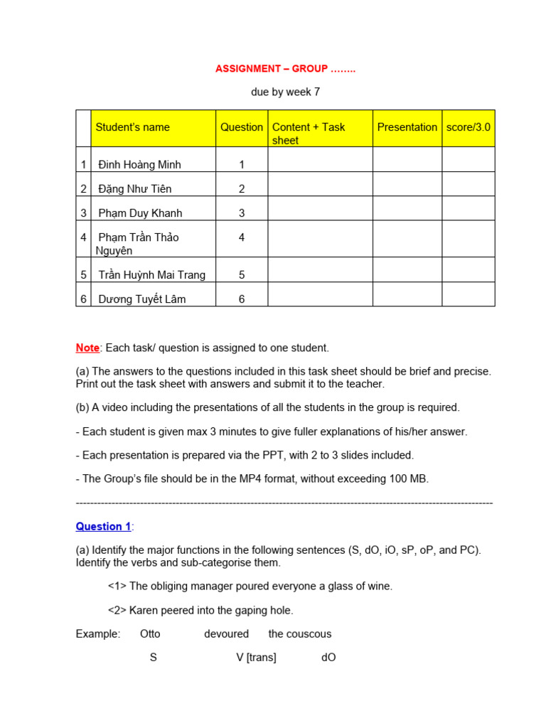 ASSIGNMENT-da-sua | PDF | Phrase | Subject (Grammar)