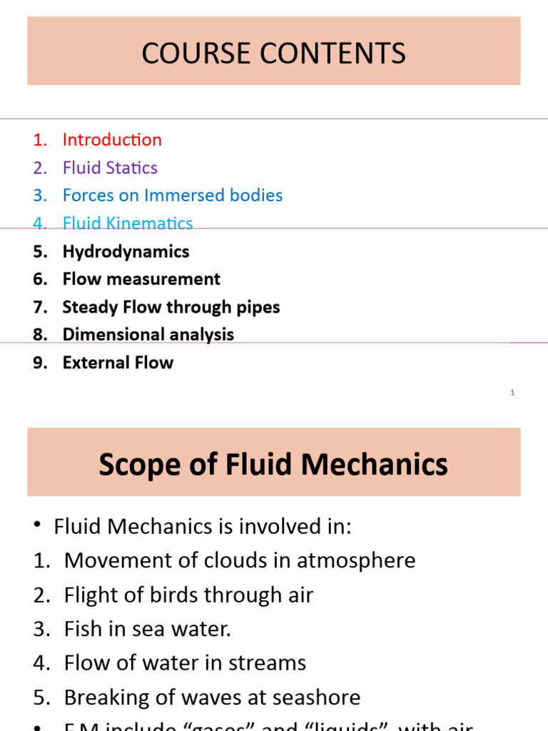 Course Contents: Fluid Statics | PDF | Fluid Mechanics | Viscosity
