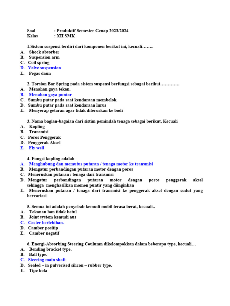 Soal Produktif 2024 | PDF | Teknologi & Rekayasa