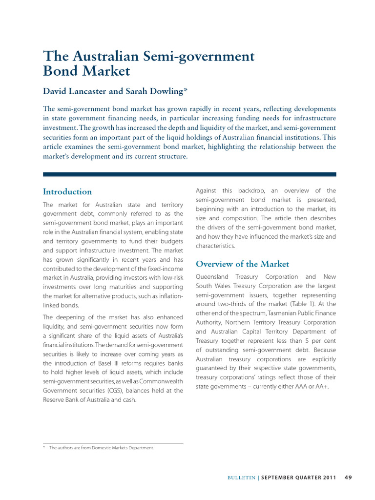 Artile - The Australian Semi-Government Market | PDF | Bonds (Finance ...
