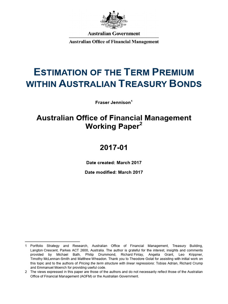 Estimation of The Term Premium Aofm Artcile | PDF | Vector ...