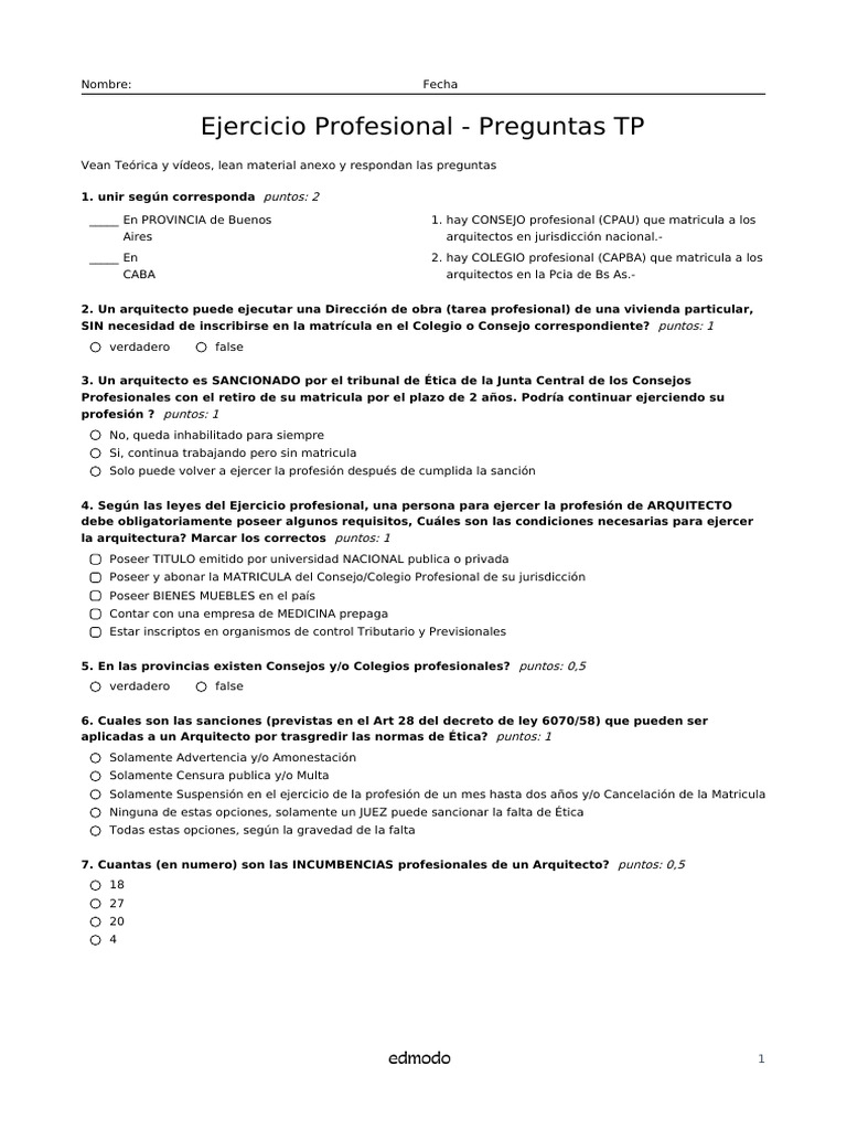 TP 01 - Ejercicio Profesional y Etica-1 | PDF | Arquitecto