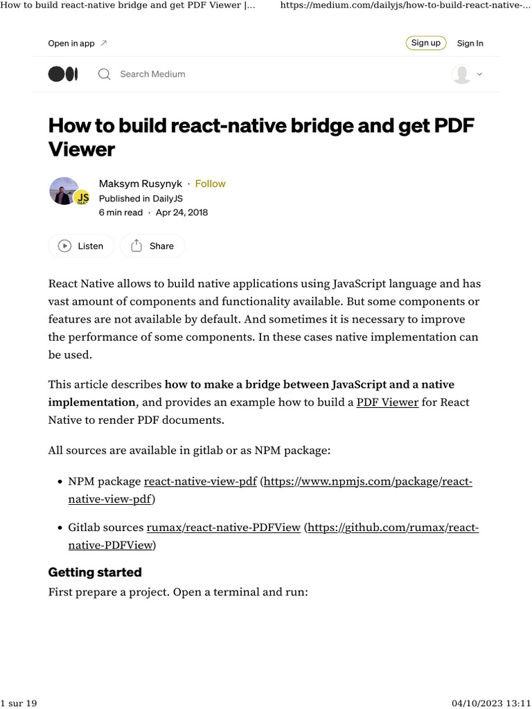 How To Build React-Native Bridge and Get PDF Viewer by Maksym Rusynyk ... How To Build React-Native Bridge and Get PDF Viewer by Maksym Rusynyk ...