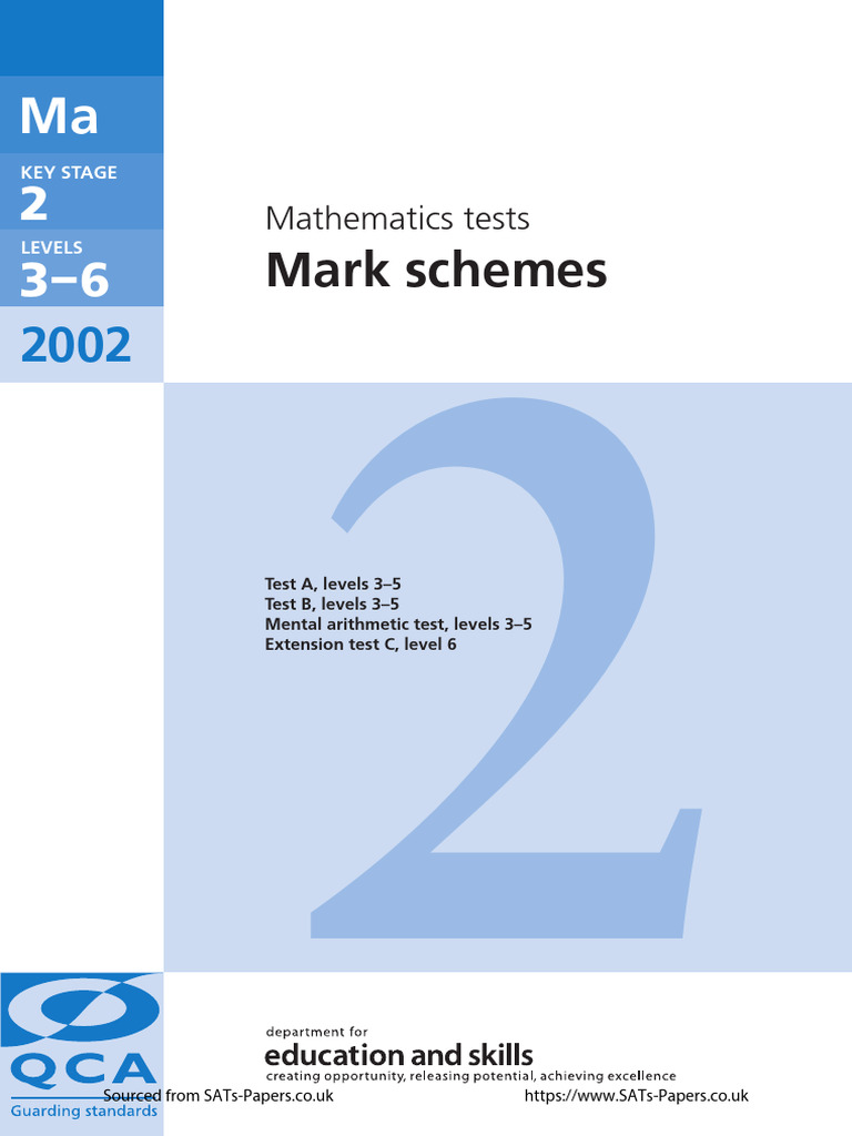 Ks2 Mathematics 2002 Marking Scheme | PDF | Numbers | Mathematics