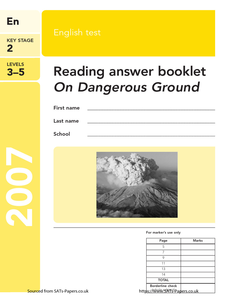Ks2 English 2007 Reading Answer Booklet | PDF | Types Of Volcanic ...