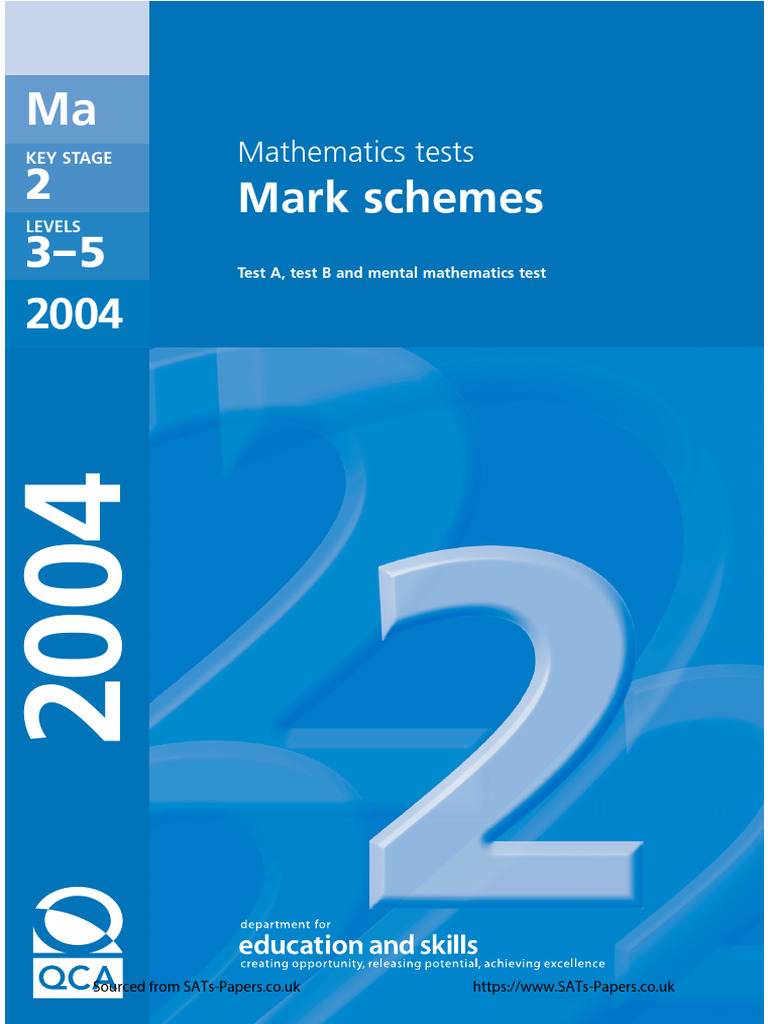 Ks2 Mathematics 2004 Marking Scheme | PDF | Numbers | Mathematics