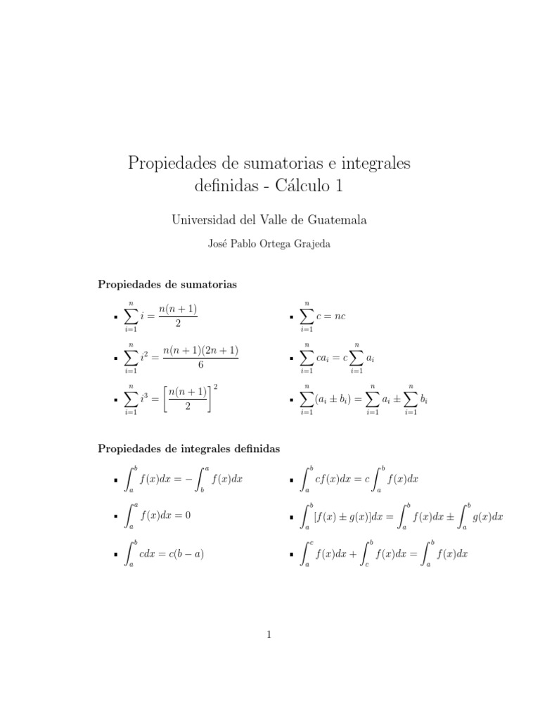 Propiedades de Integrales y Sumatorias | PDF | Cálculo | Análisis ...