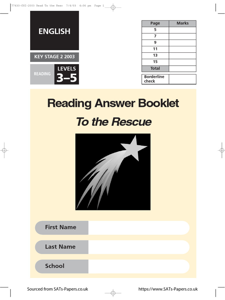 Ks2 English 2003 Reading Answer Booklet | Download Free PDF | Question | Superheroes
