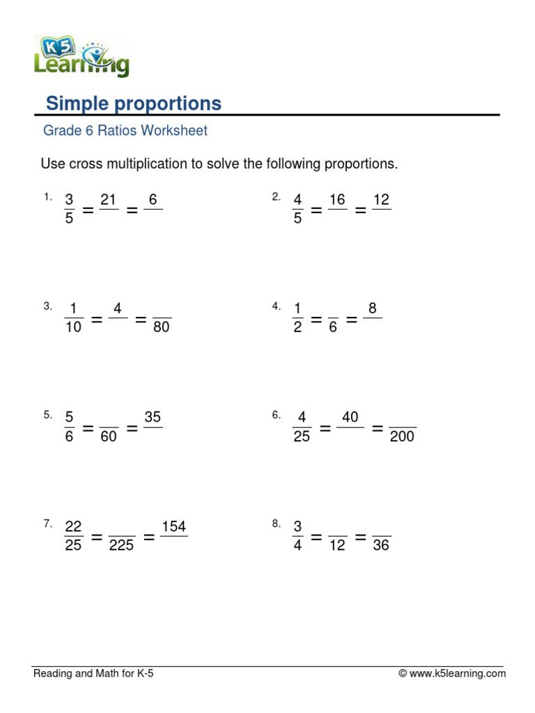 Grade 6 Proportions Whole Numbers e | PDF