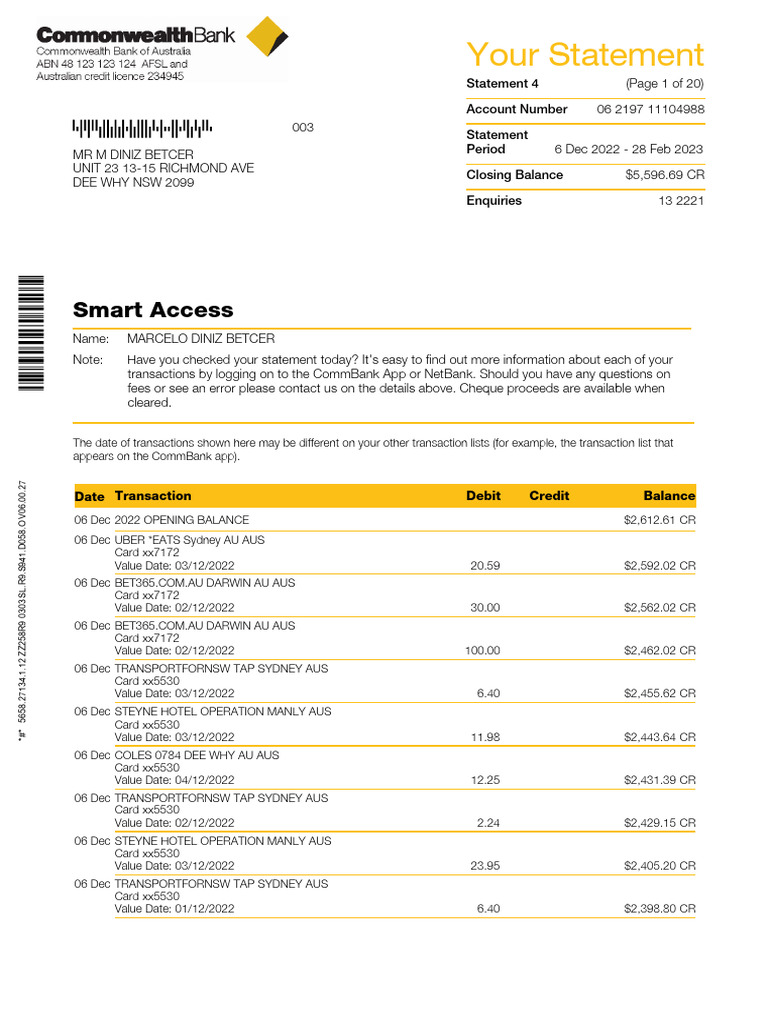 Your Statement: Smart Access | PDF | Debits And Credits | Financial ...