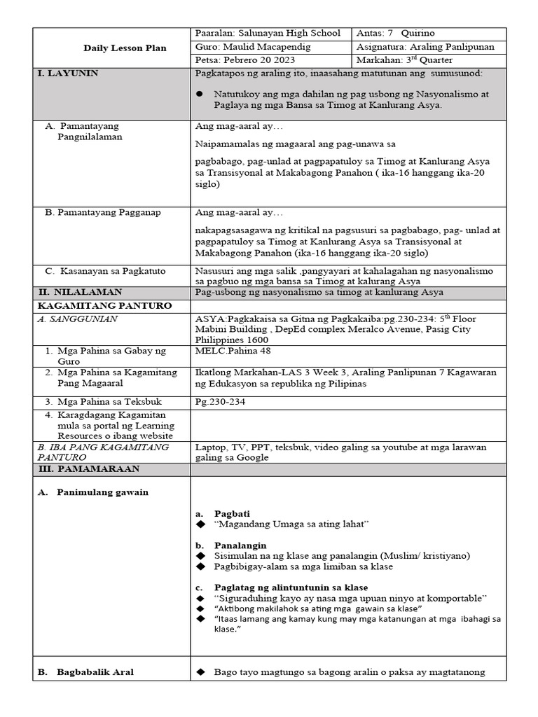 Daily-Lesson-Plan 2 Week3 | PDF