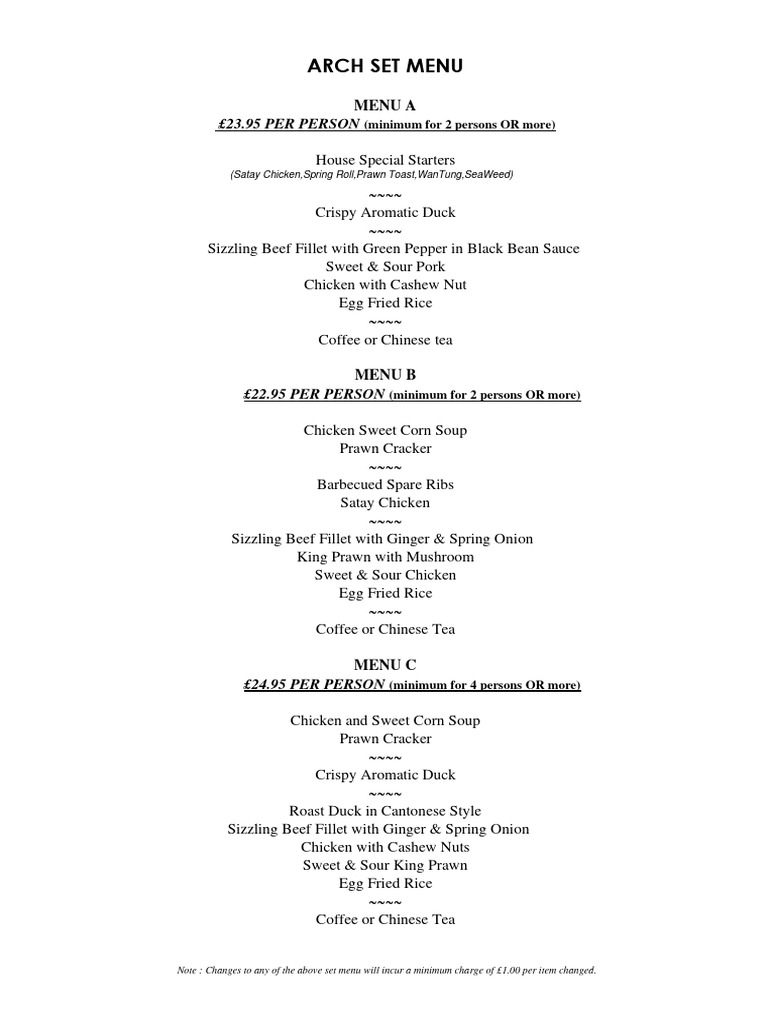 Arch Set Menu 2023 | PDF | Chinese Cuisine | Foods