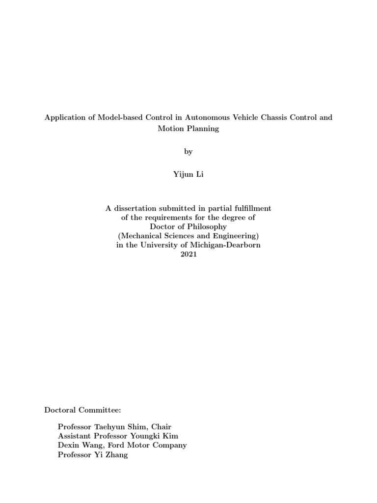 Application of Model-Based Control in Autonomous Vehicle Chassis ... Application of Model-Based Control in Autonomous Vehicle Chassis ...