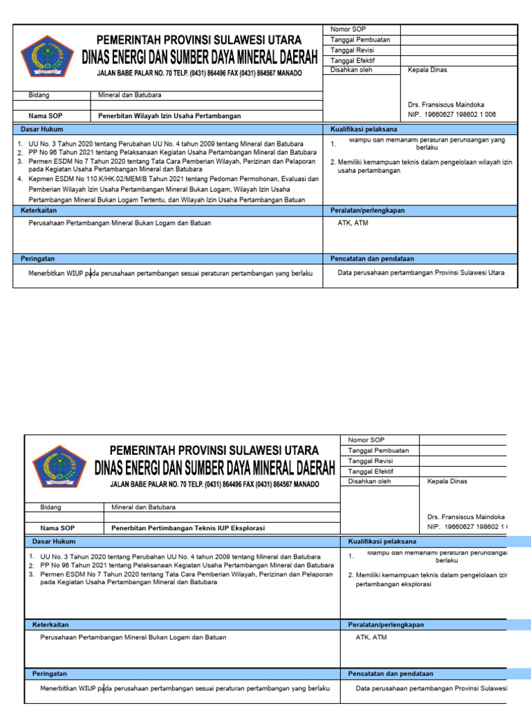 Sop Wiup, Iup, Iup Op | PDF