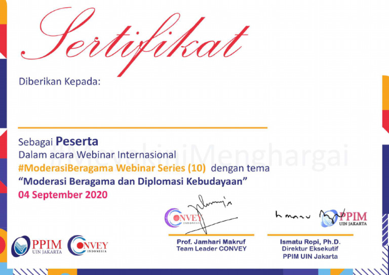Sertifikat Peserta Webinar 10-1 | PDF
