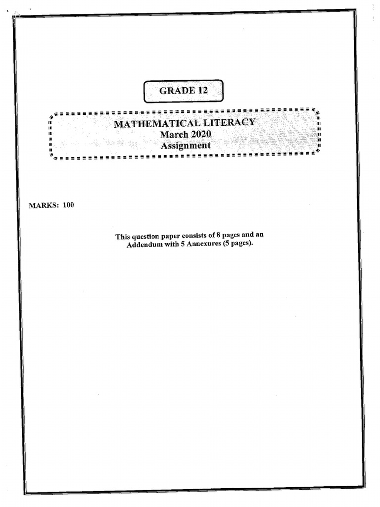 Maths Lit GR 12 | PDF