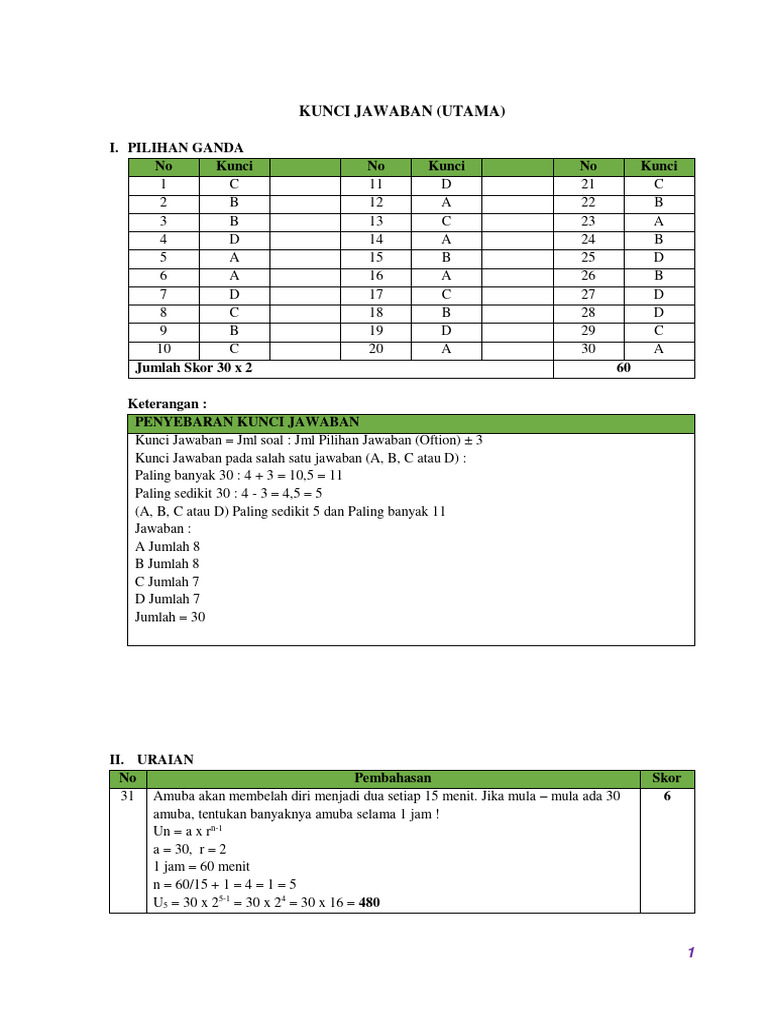 Kunci Jawaban US MTK SMP K13 | PDF
