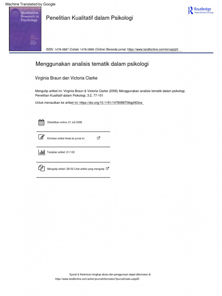 Braun+Using Thematic Analysis in Psychology 1 | PDF | Pengembangan Diri