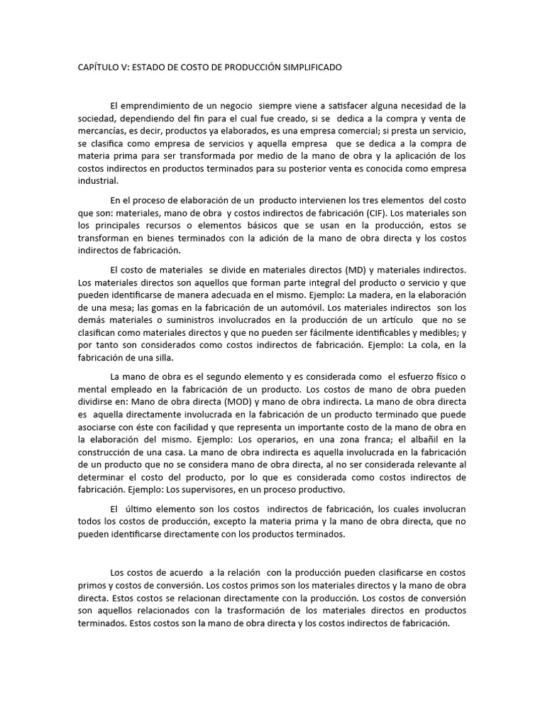 Resumen Con Iv Capã Tulo 5 | PDF | Costo | Business