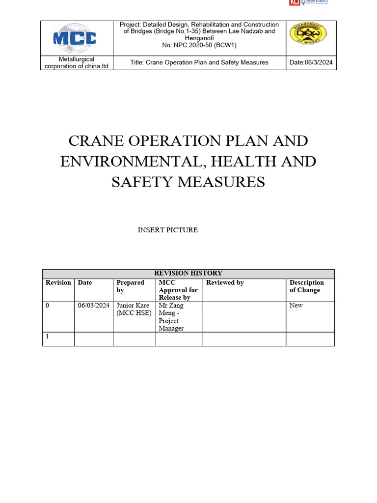 Crane Operation Plan and Safety Measures | PDF | Crane (Machine) | Safety