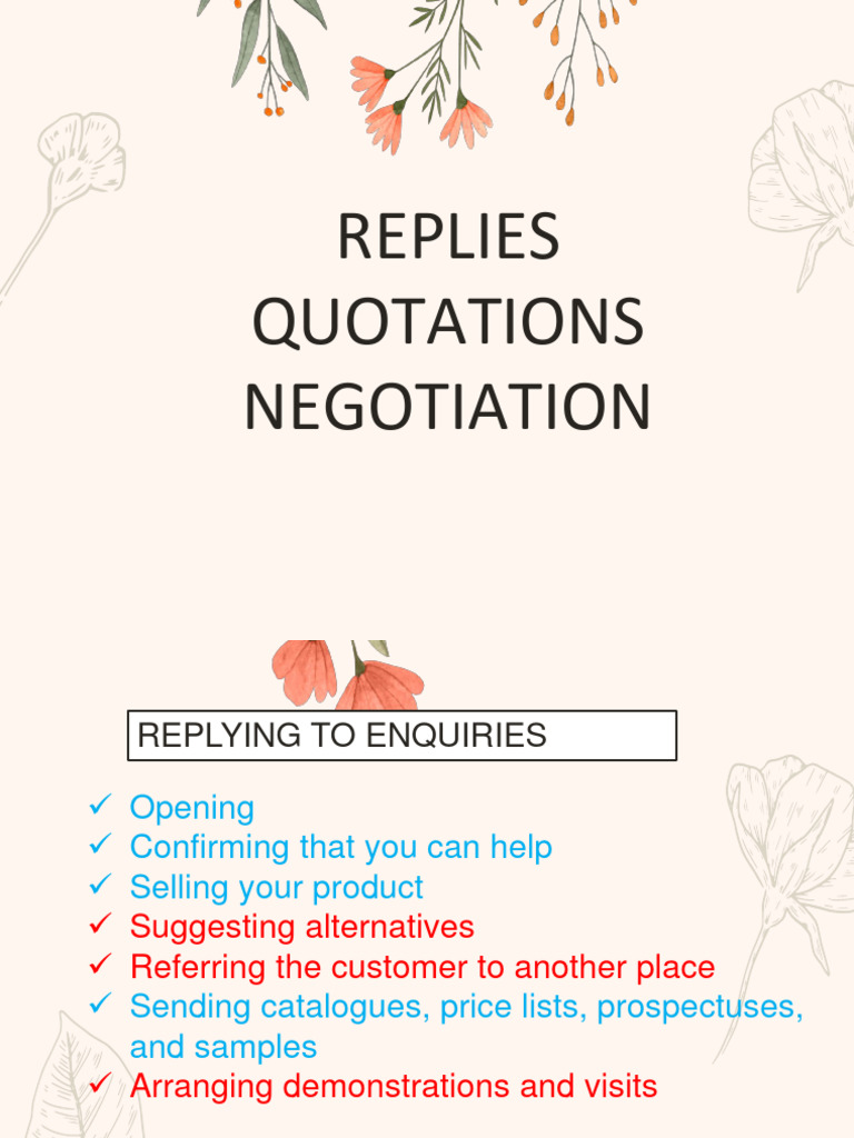 Unit 4,5,6_replies, Quotation, Negotiation [Autosaved] | PDF | Business | Trade