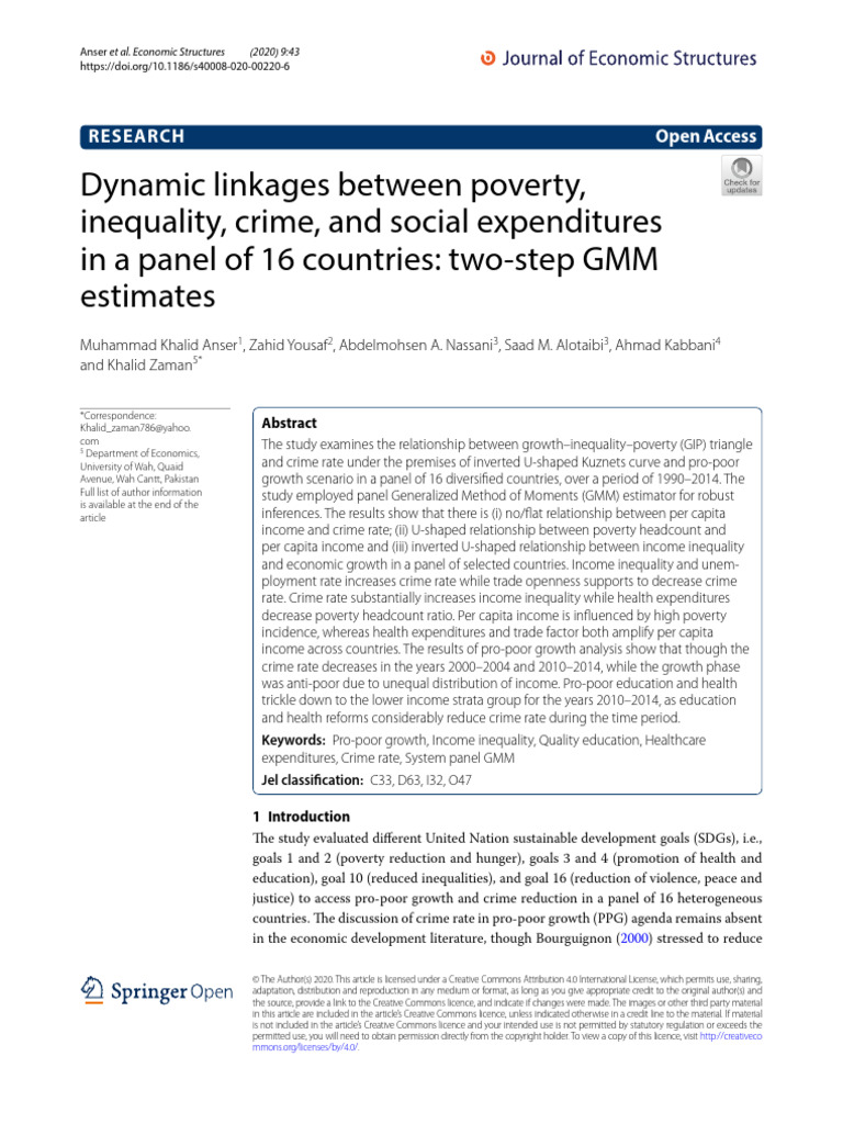 Dynamic Linkages Between Poverty | PDF | Vector Autoregression | Economic Inequality