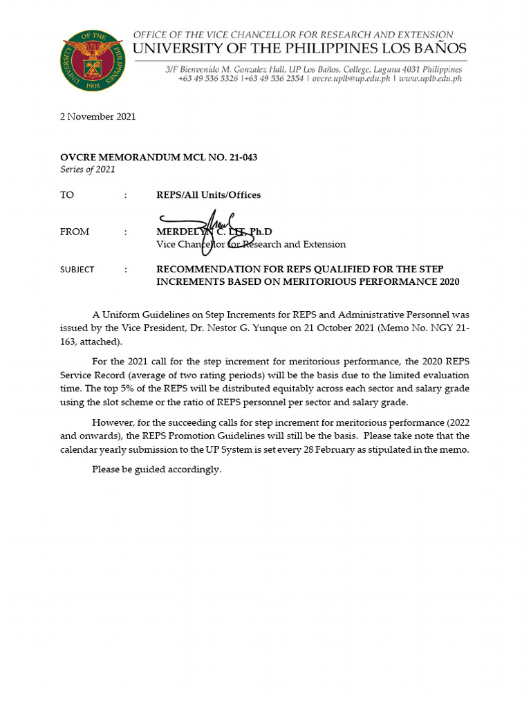 Step Increments for REPS 2021 Guidelines | PDF