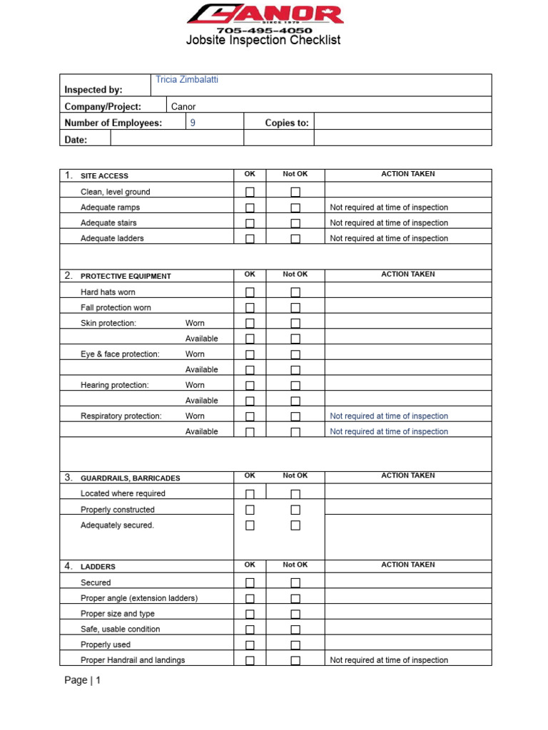 Jobsite Inspection Template | PDF | Stairs | Personal Protective Equipment