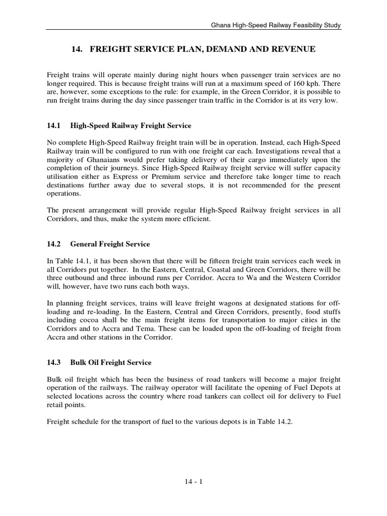 14 Freight Services Plan, Demand and Revenue Forecasts | PDF | Rail ...