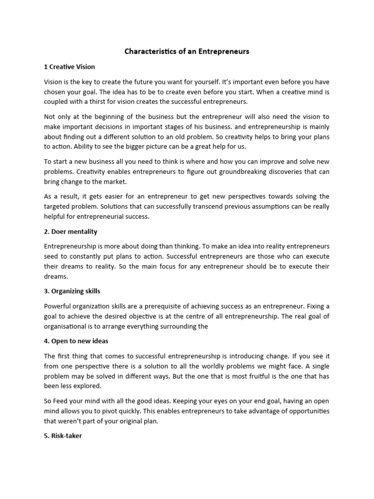 Key Traits of Successful Entrepreneurs | PDF | Entrepreneurship ...