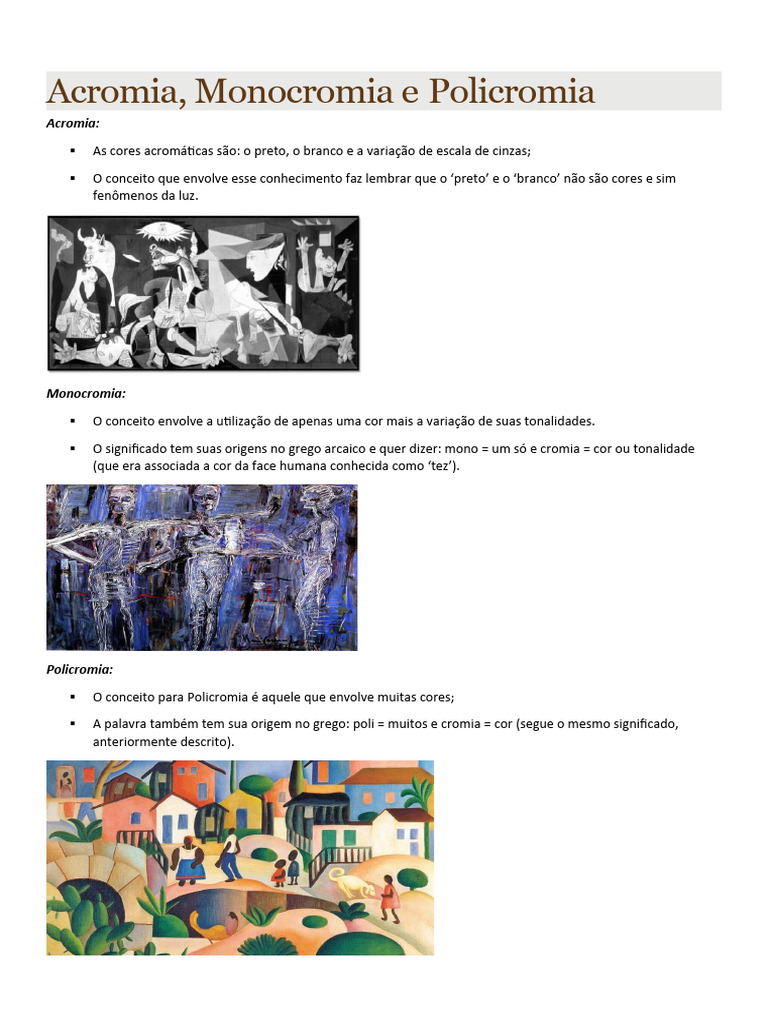 Acromia, Monocromia e Policromia | PDF