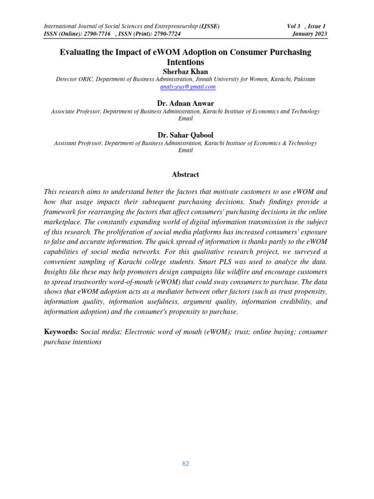 eWOM's Impact on Consumer Trust | PDF | Credibility | Survey Methodology
