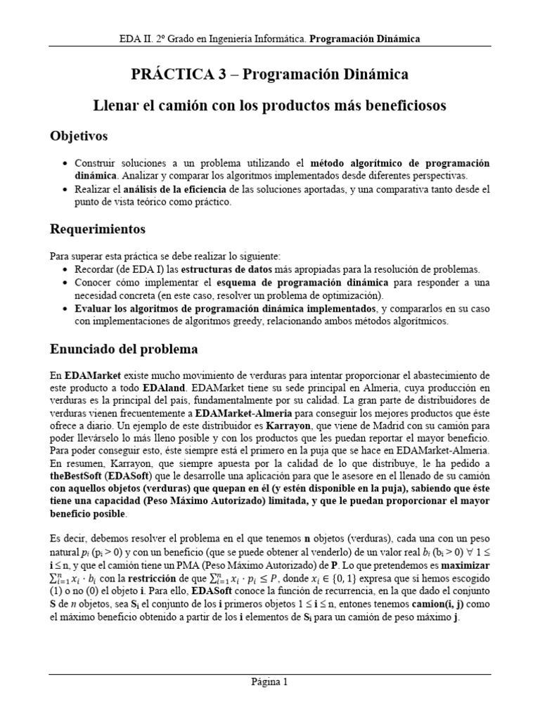 Practica3 ?? | PDF | Programación dinámica | Algoritmos
