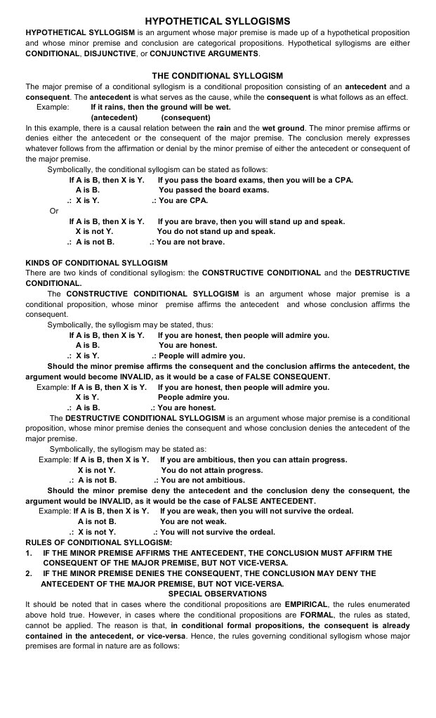 Hypothetical Syllogisms | PDF | Argument | Logical Consequence