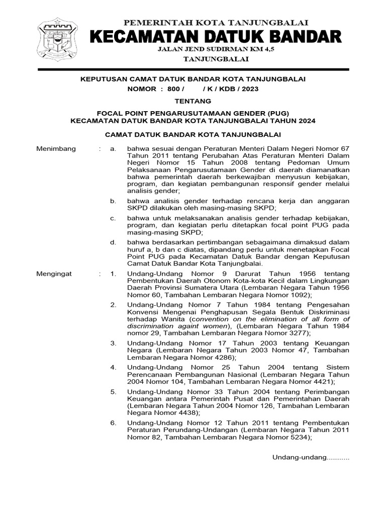 Focal Point PUG Datuk Bandar 2024 | PDF