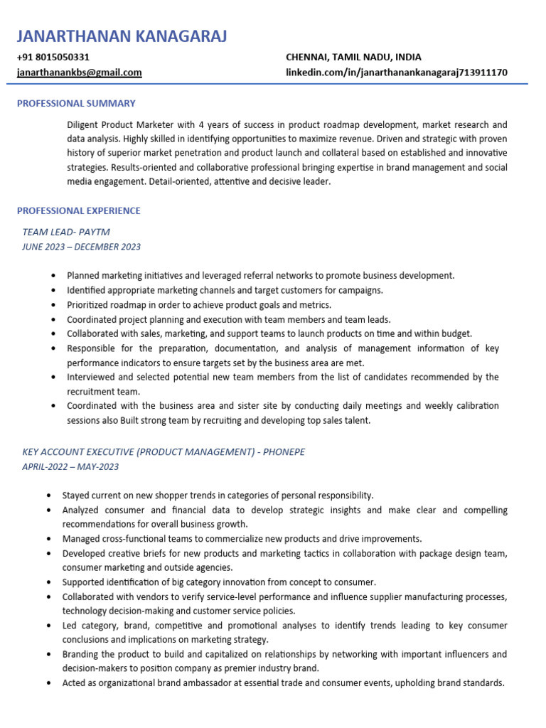 Jana CV Draft | PDF | Brand | Marketing