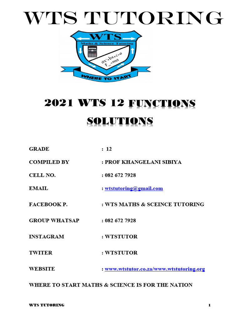 2022 WTS 12 Functions Solutions | PDF | Science & Mathematics