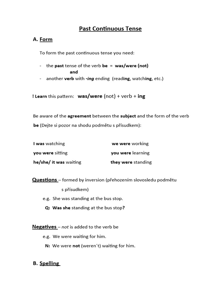 Past Continuous Tense | PDF | Verb | Linguistics