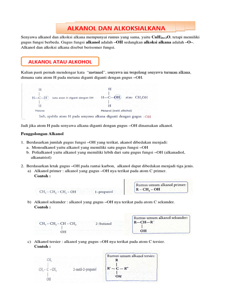 Modul Alkanol Dan Alkoksialkana | PDF | Sains & Matematika