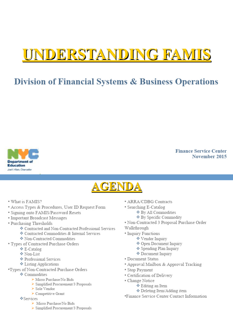 FAMIS Overview and Access Guide | PDF | Procurement